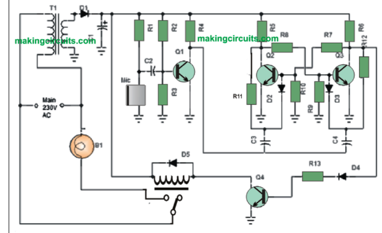 Simple Clap Switch Circuit using Transistors (Tested) Simple Clap Switch Circuit using Transistors (Tested)