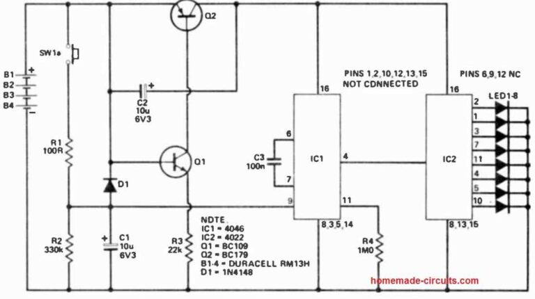 10 LED Simple Roulette Wheel Circuit – Making Easy Circuits