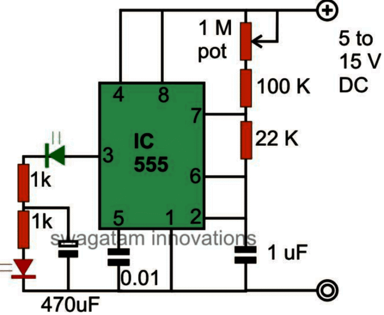 Multiple LED Flashing Effect LED Circuits using IC 555 – Making Easy ...
