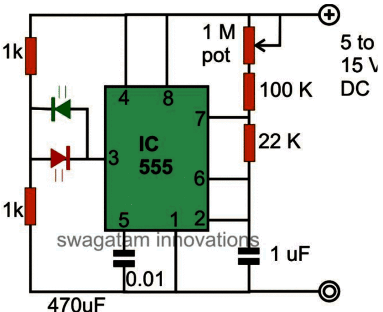 Multiple LED Flashing Effect LED Circuits using IC 555 – Making Easy ...